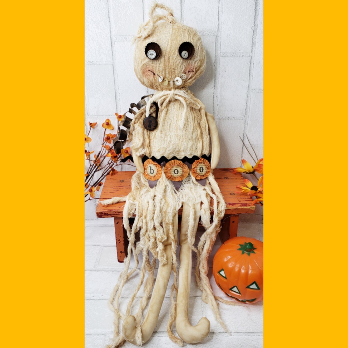 Halloween BOO GHOST Doll Pattern PDF Primitive Chains Lock - Etsy