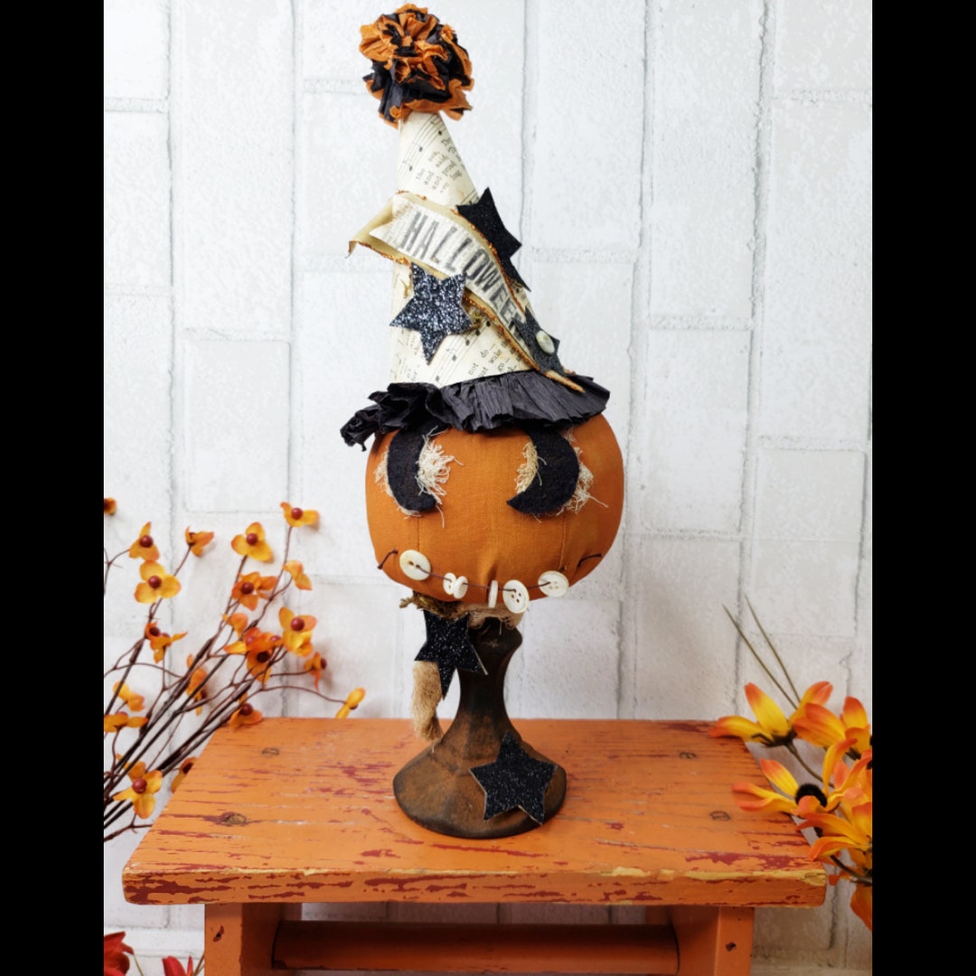 Halloween Grinning Pumpkin Pattern PDF - Party Hat Grubby Grungy - Etsy