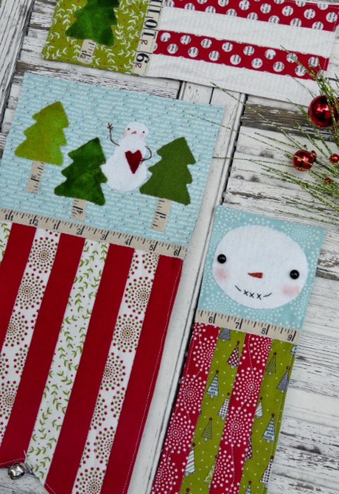 Prim Christmas Mini Quilt Pattern PDF 3 Designs Snowman Tree - Etsy