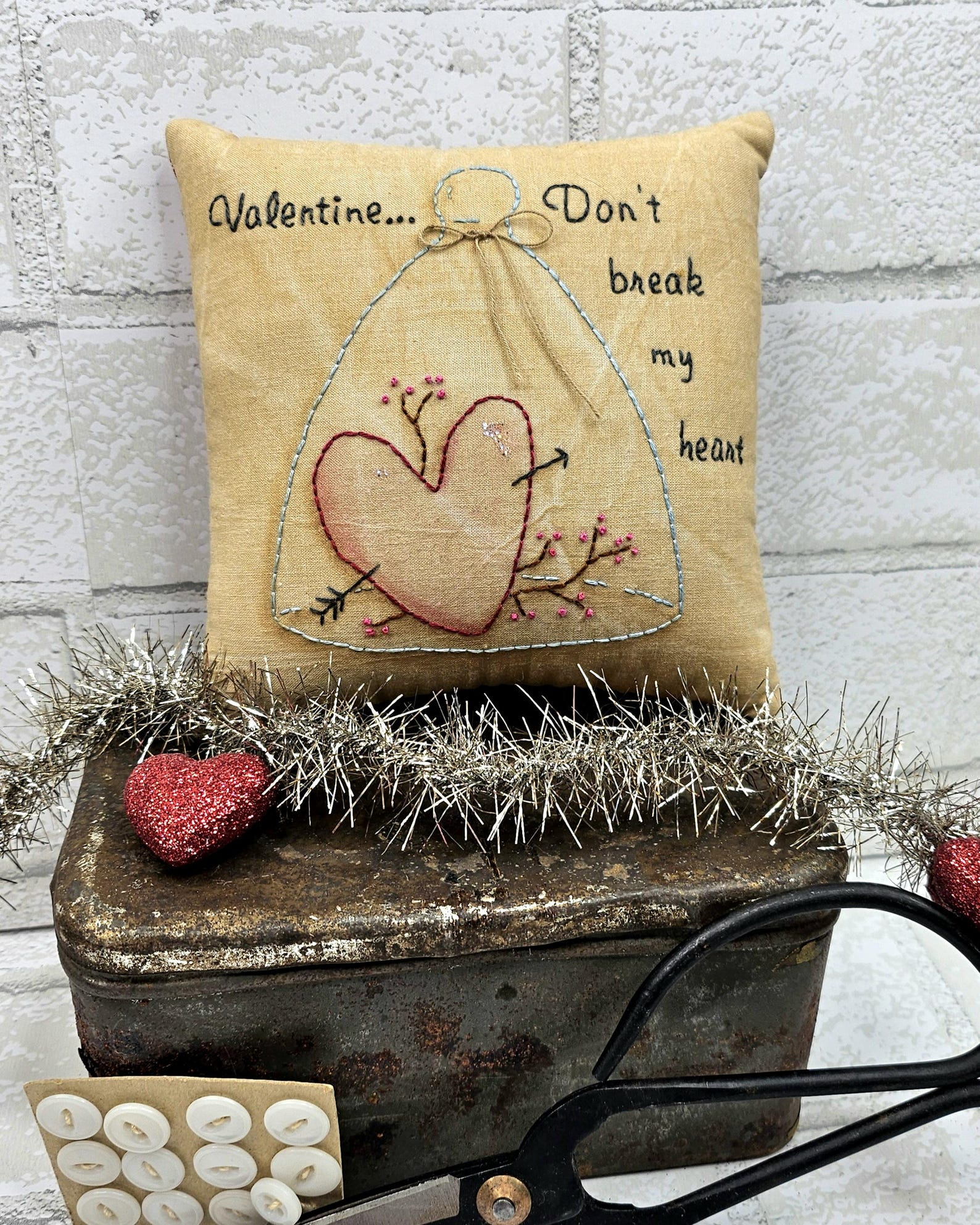 Valentine Don't Break My Heart Embroidery PDF Pattern - Stitchery ...