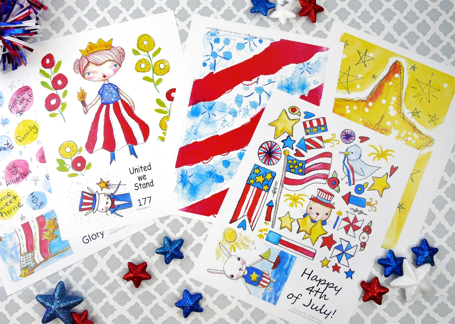Patriotic Art Collage Set - Make Ornaments & Home Decor 5 Sheets ...