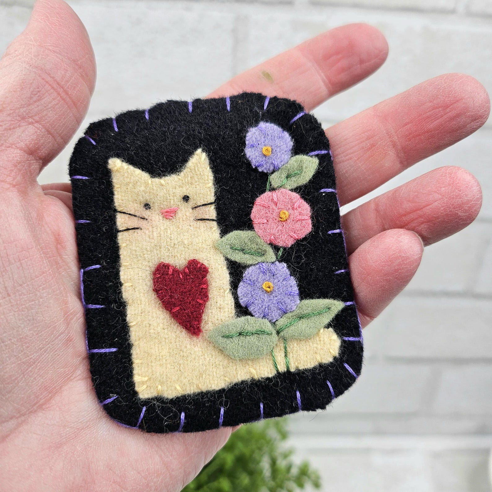 Cute Cats Wool Pins Pattern PDF - Embroidery Hand Kitty Brooch Jewelry ...