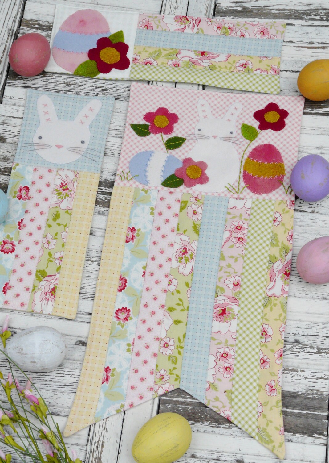 Prim Easter Mini Quilt Pattern PDF - 3 Designs Wool Primitive Folk Art ...