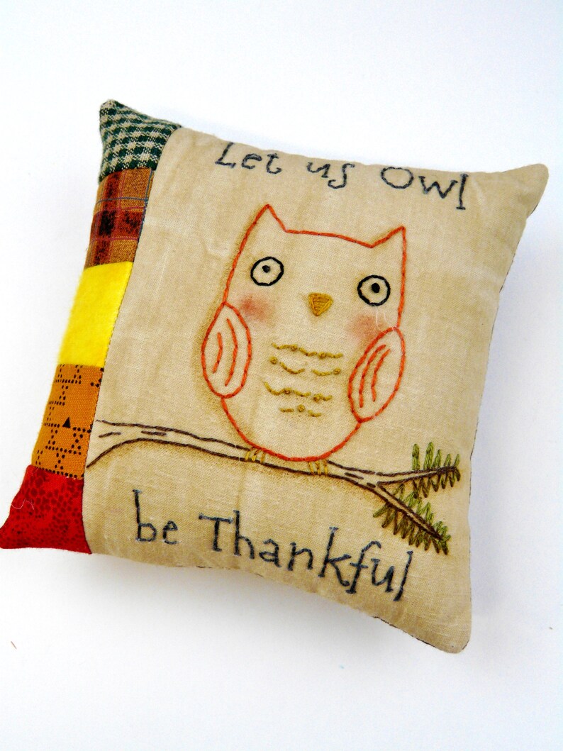 OWL Be Thankful Embroidery Pillow Pattern PDF Stitchery - Etsy