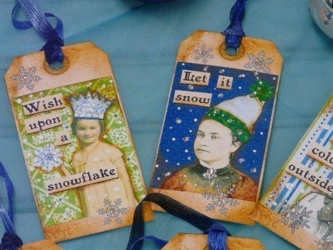 Old Winter SNOW Tags Collage Paper Sheet PDF Email U Print - Etsy