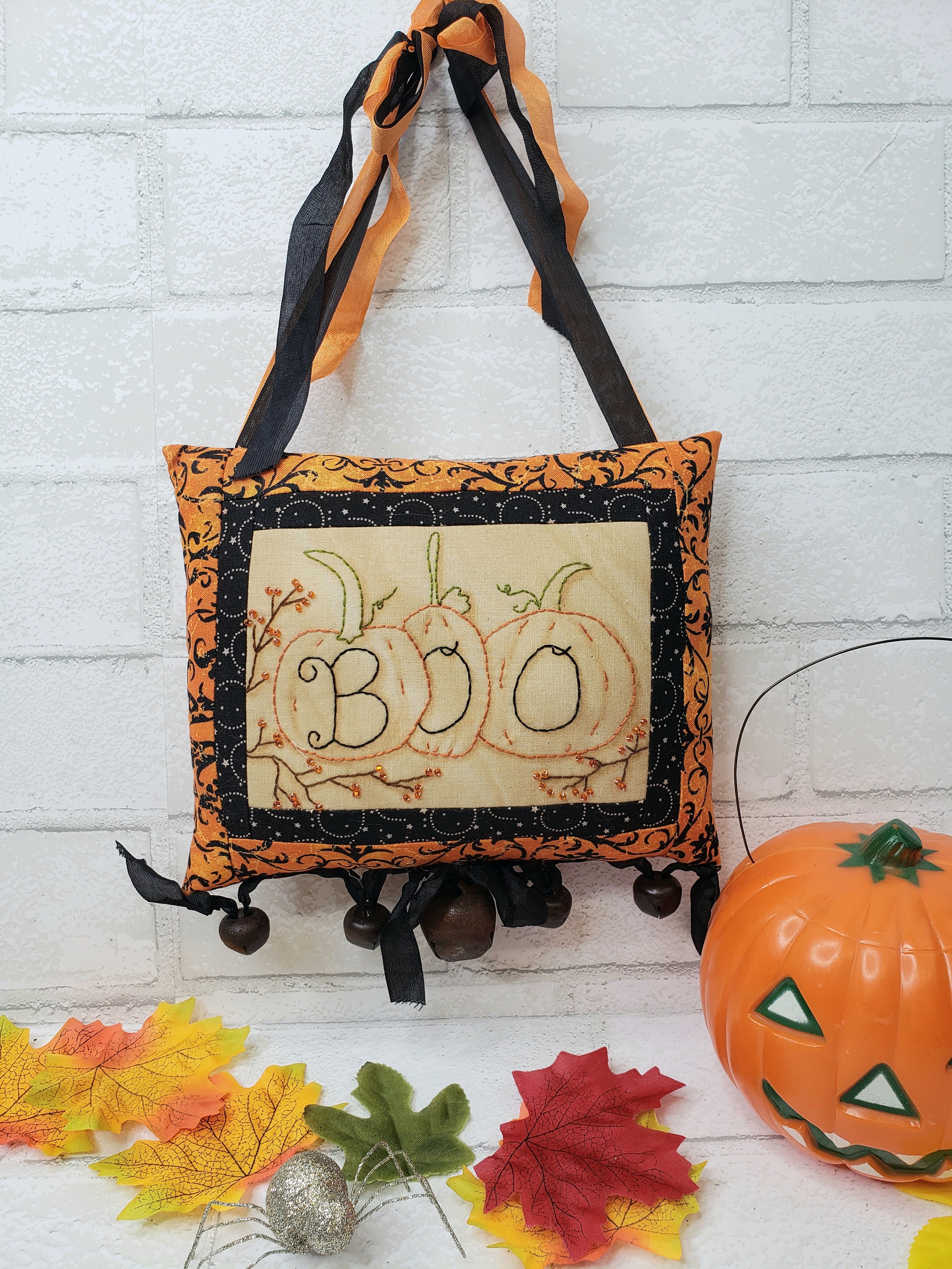 Halloween BOO Embroidery Pumpkin Pattern PDF Primitive | Etsy