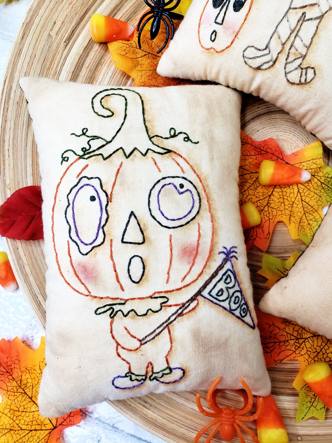 Halloween Monster Mash Stitchery Pattern PDF Primitive Witch - Etsy