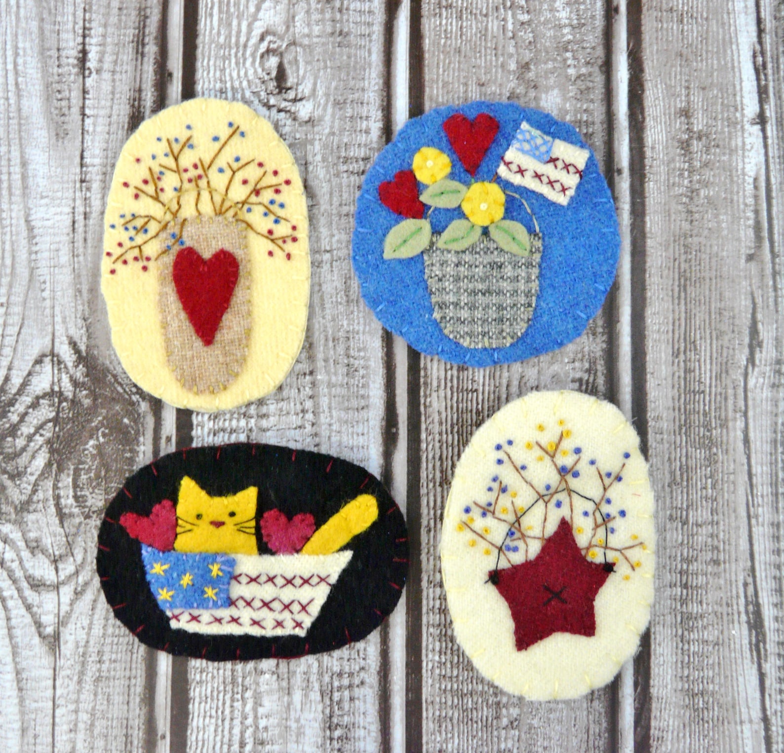 PATRIOTIC Wool PINS Pattern PDF - Wearable Jewelry Americana Cat ...
