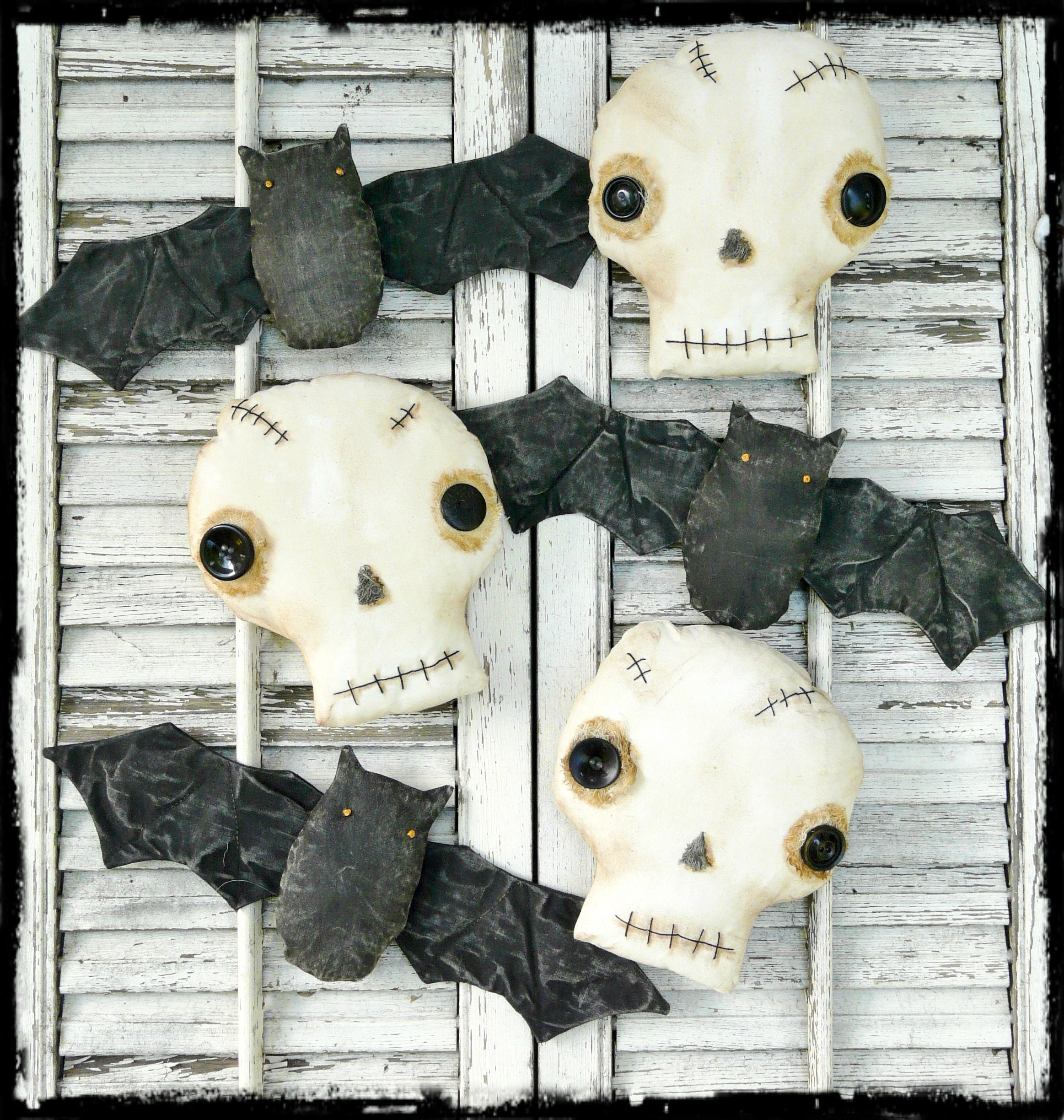 Prim Halloween Bat Skull Pattern PDF - Spooky Easy Skeleton Scary - Etsy