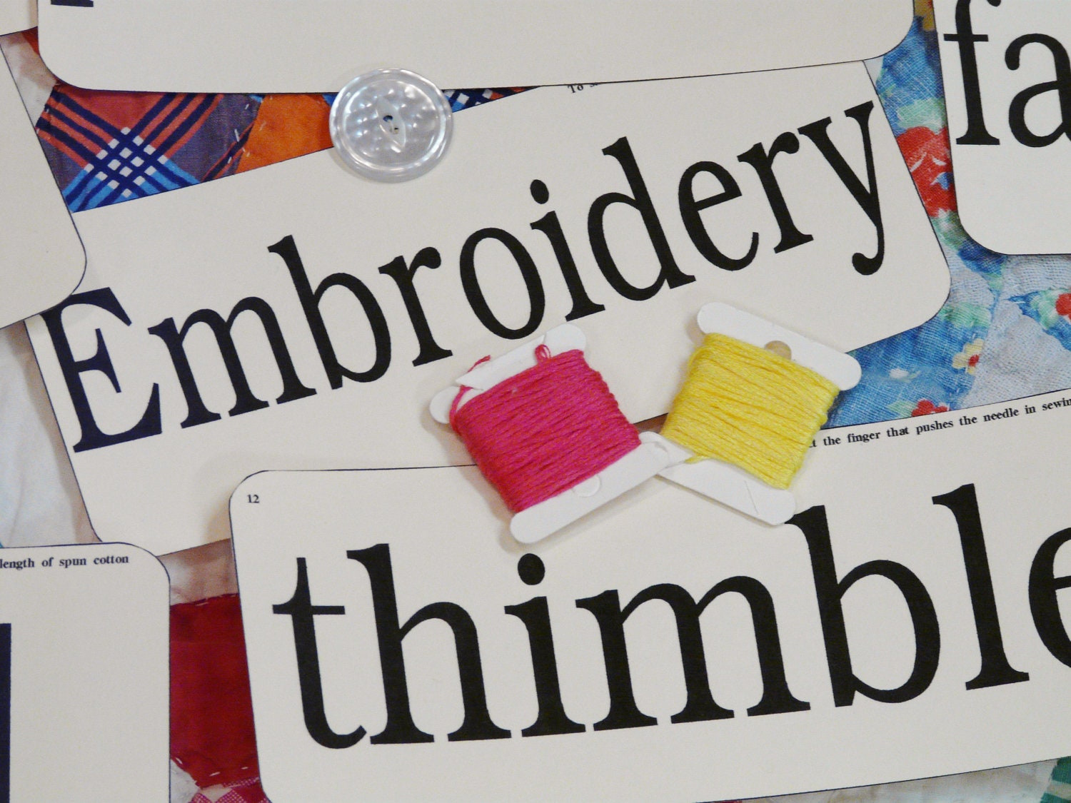 12 Large Sewing Quilt Embroidery Flash Cards PDF - Vintage Like Words ...