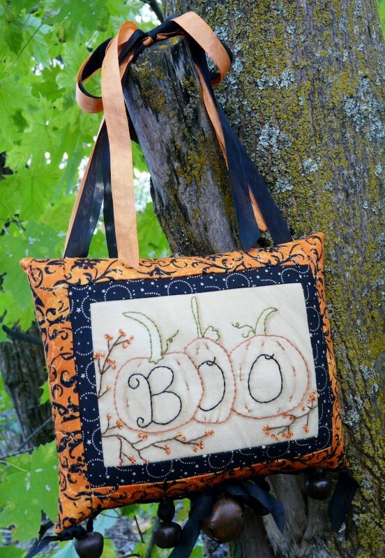 Halloween BOO Embroidery Pumpkin Pattern PDF Primitive | Etsy