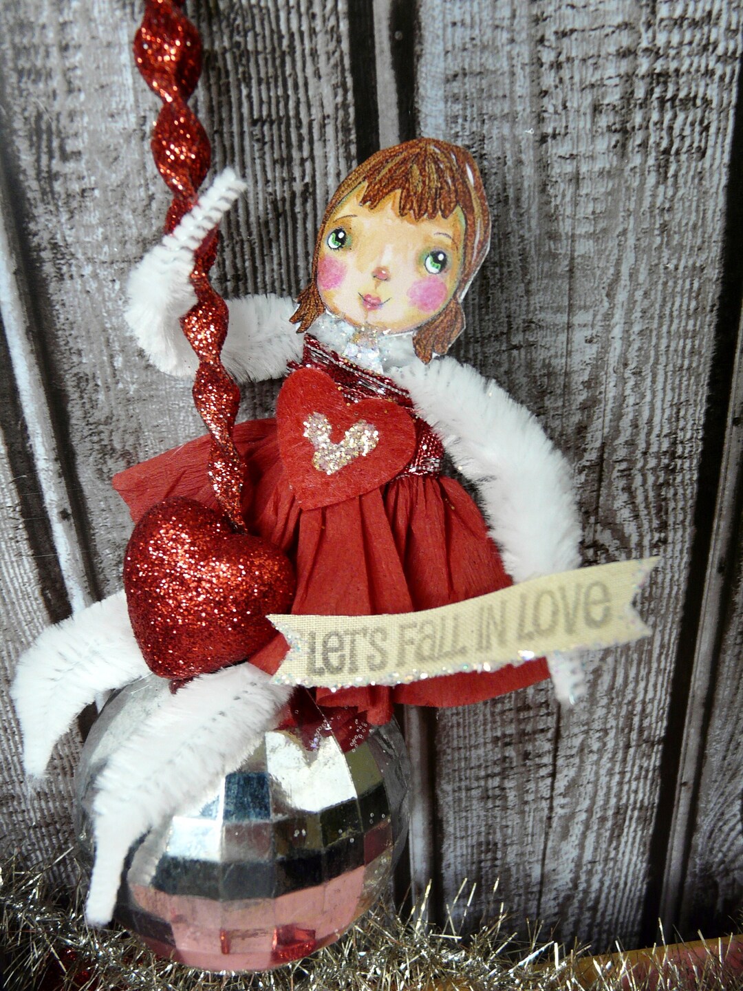 Valentine Girl Chenille Doll Ornament Heart Love Handmade - Etsy