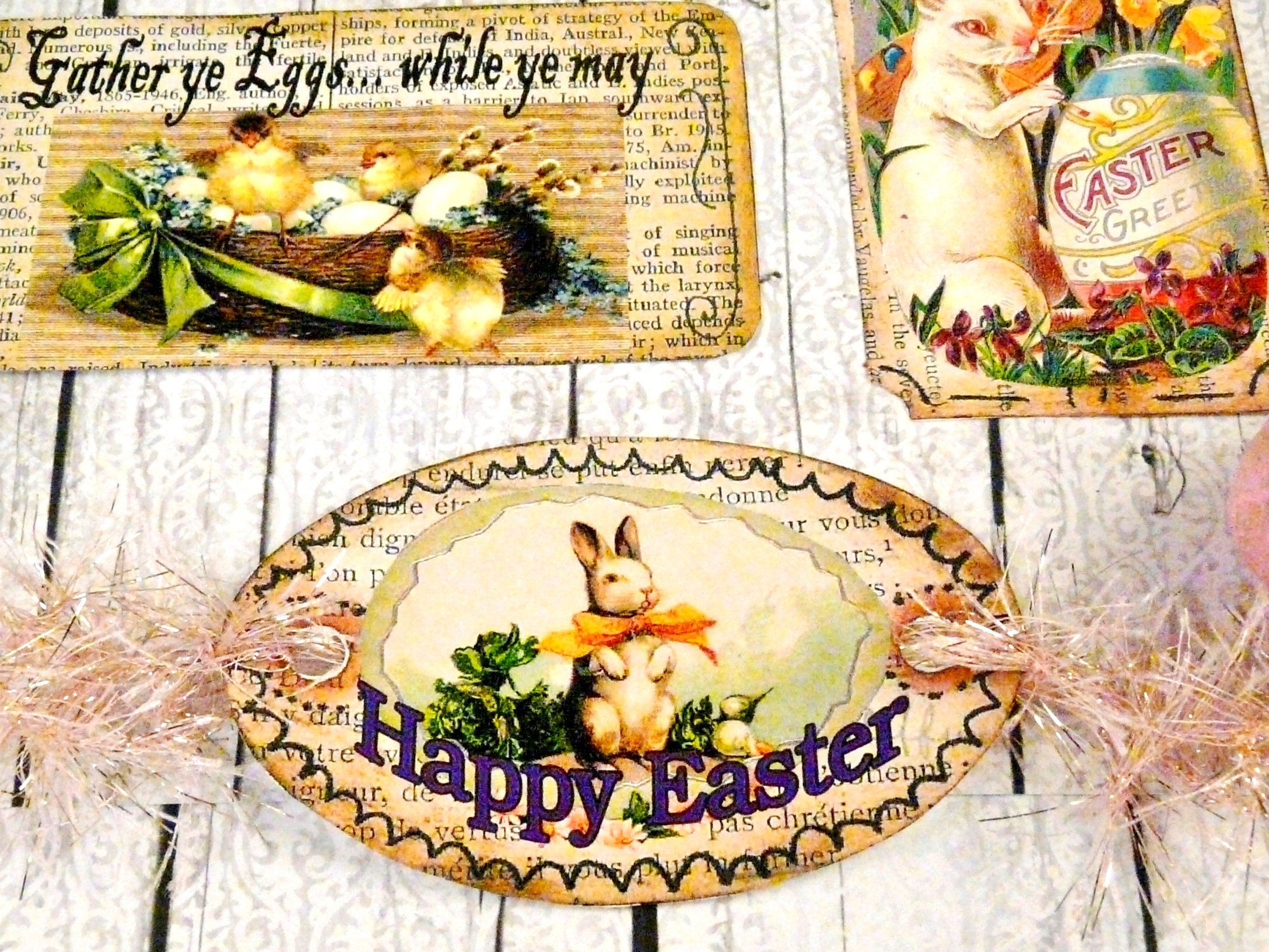 Easter Bunny Chick Tags PDF Collage Sheet Altered Art Fun - Etsy