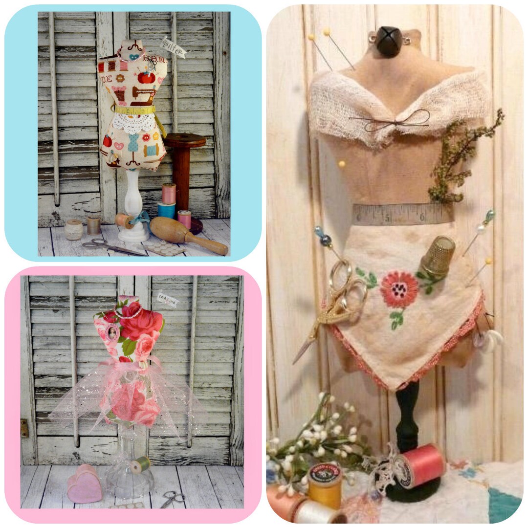 Mannequin Dress Form PDF Pattern - Pincushion Pin Keep Primitive ...