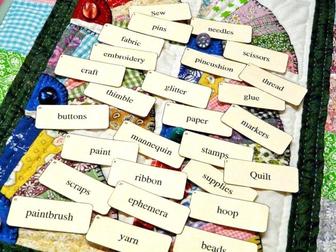 27 Mini Sewing Room Studio Flash Cards PDF Preemie New Paper Labels ...