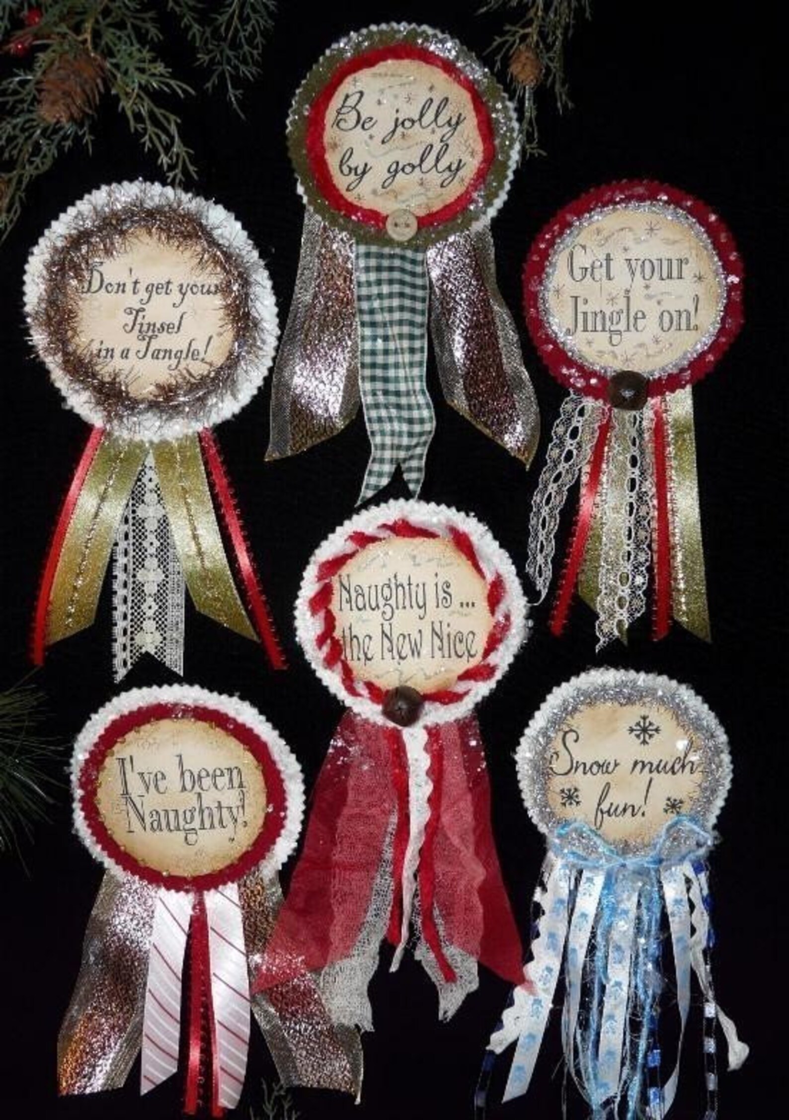 CHRISTMAS BADGES E PATTERN Email Pins Pdf Doll Santa Jewelry - Etsy