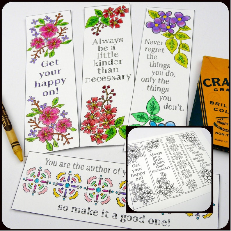 Inspiration Coloring Bookmarks Floral Design PDF Book Page - Etsy