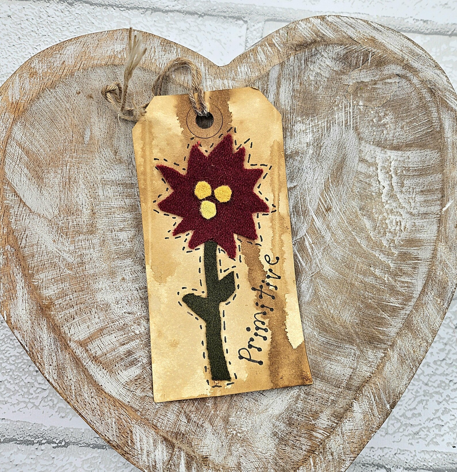 10 Primitive Holiday Tags Ornies PDF PATTERN - Grubby Red Flower Witch ...