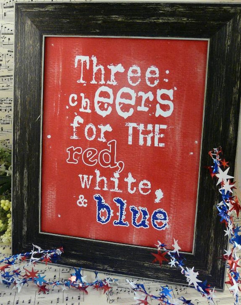 3 Cheers for Red White Blue SIGN Digital PDF American 4th of - Etsy
