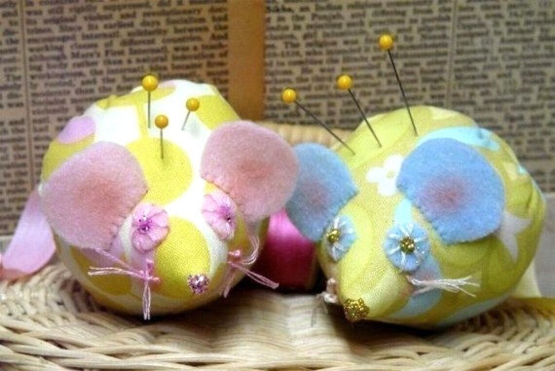 Mice Pincushion PDF Pattern Mouse Seam Binding Ribbon Retro - Etsy