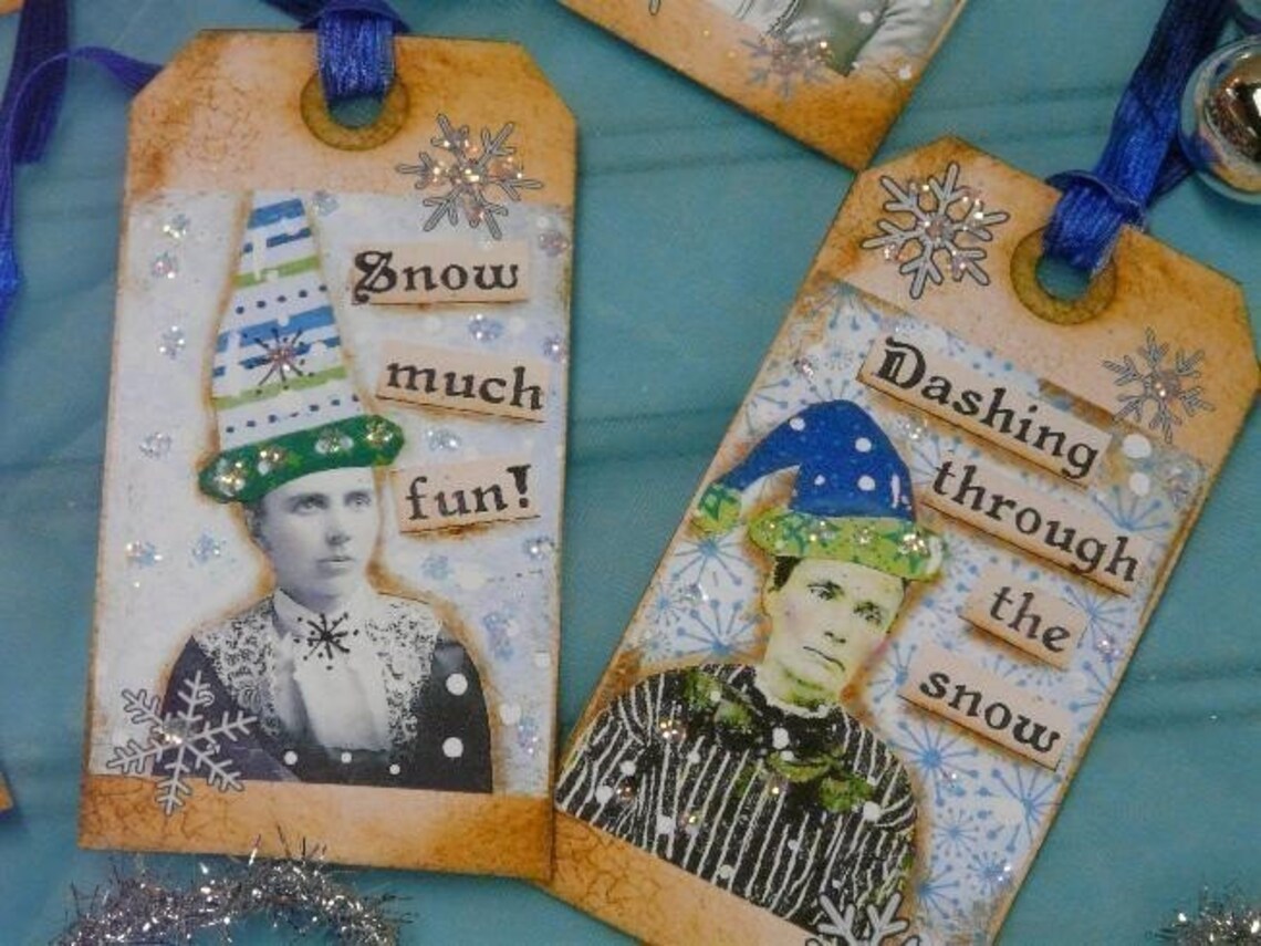 Old Winter SNOW Tags Collage Paper Sheet PDF Email U Print - Etsy