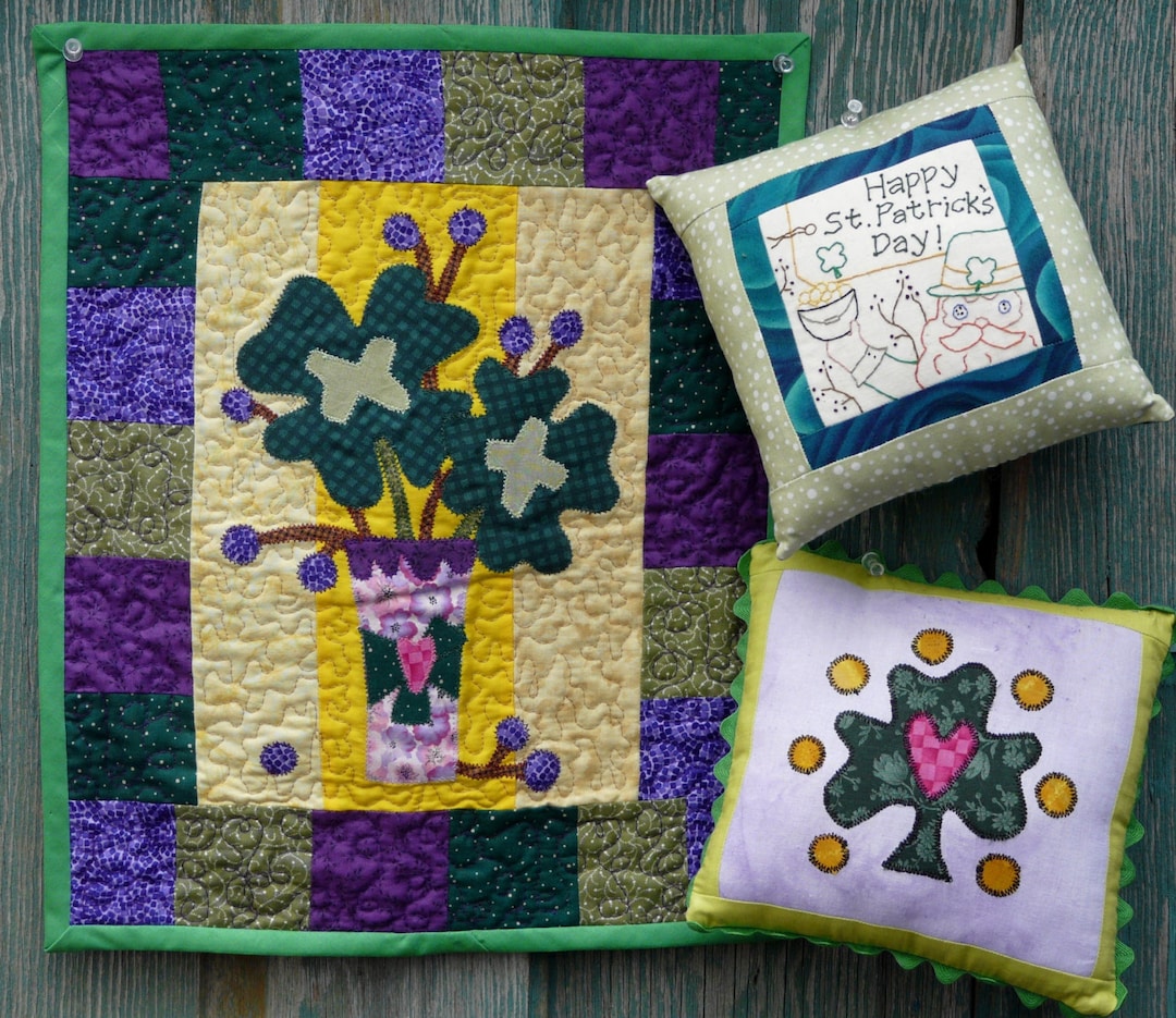 Shamrock St. Patricks Day Quilt Pattern - Pdf Embroidery Wallhanging ...