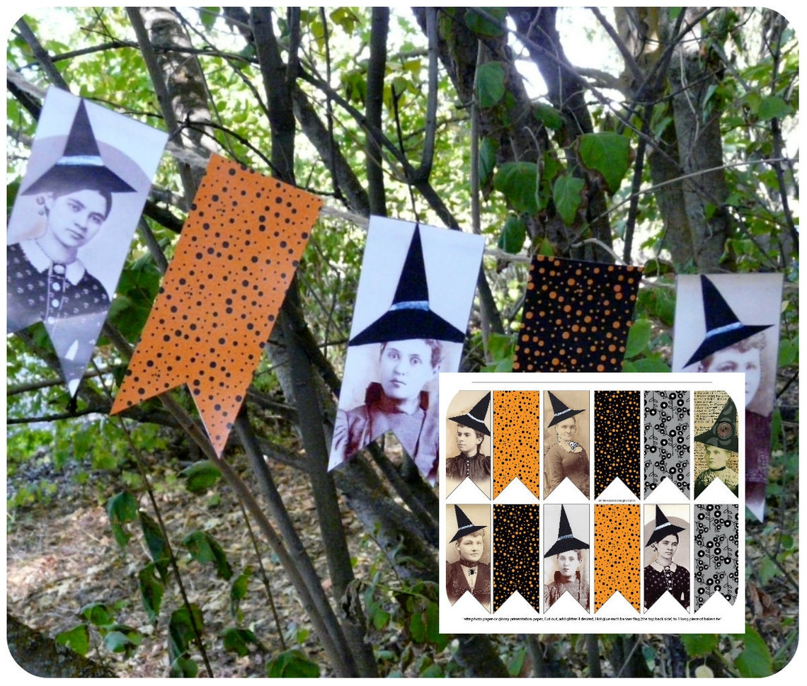 Halloween Witch Banner PDF Printable Digital College Sheet | Etsy