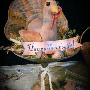 Thanksgiving Turkey PDF Pattern - Doll Primitive Grubby Banner Acorns ...