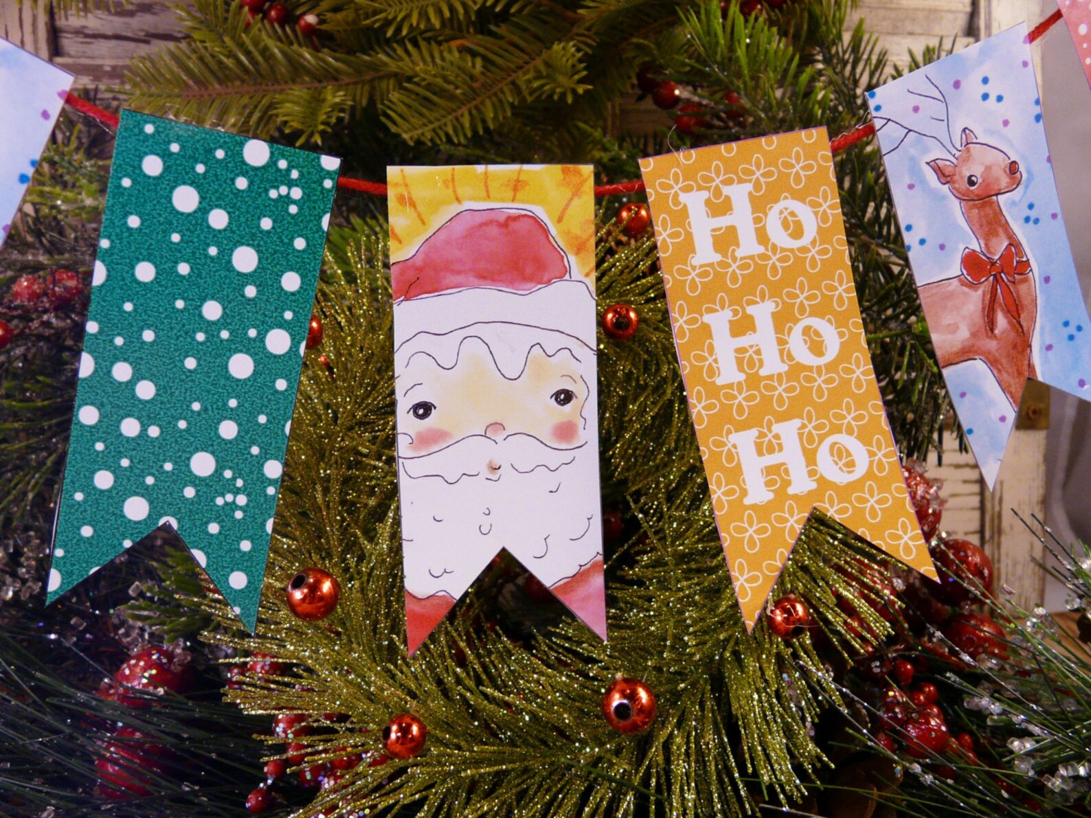 Christmas Santa Banner PDF Printable Digital College Sheet | Etsy