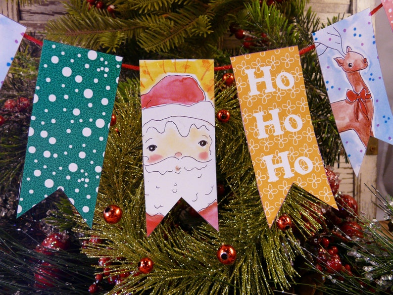 Christmas Santa Banner PDF printable digital college sheet | Etsy