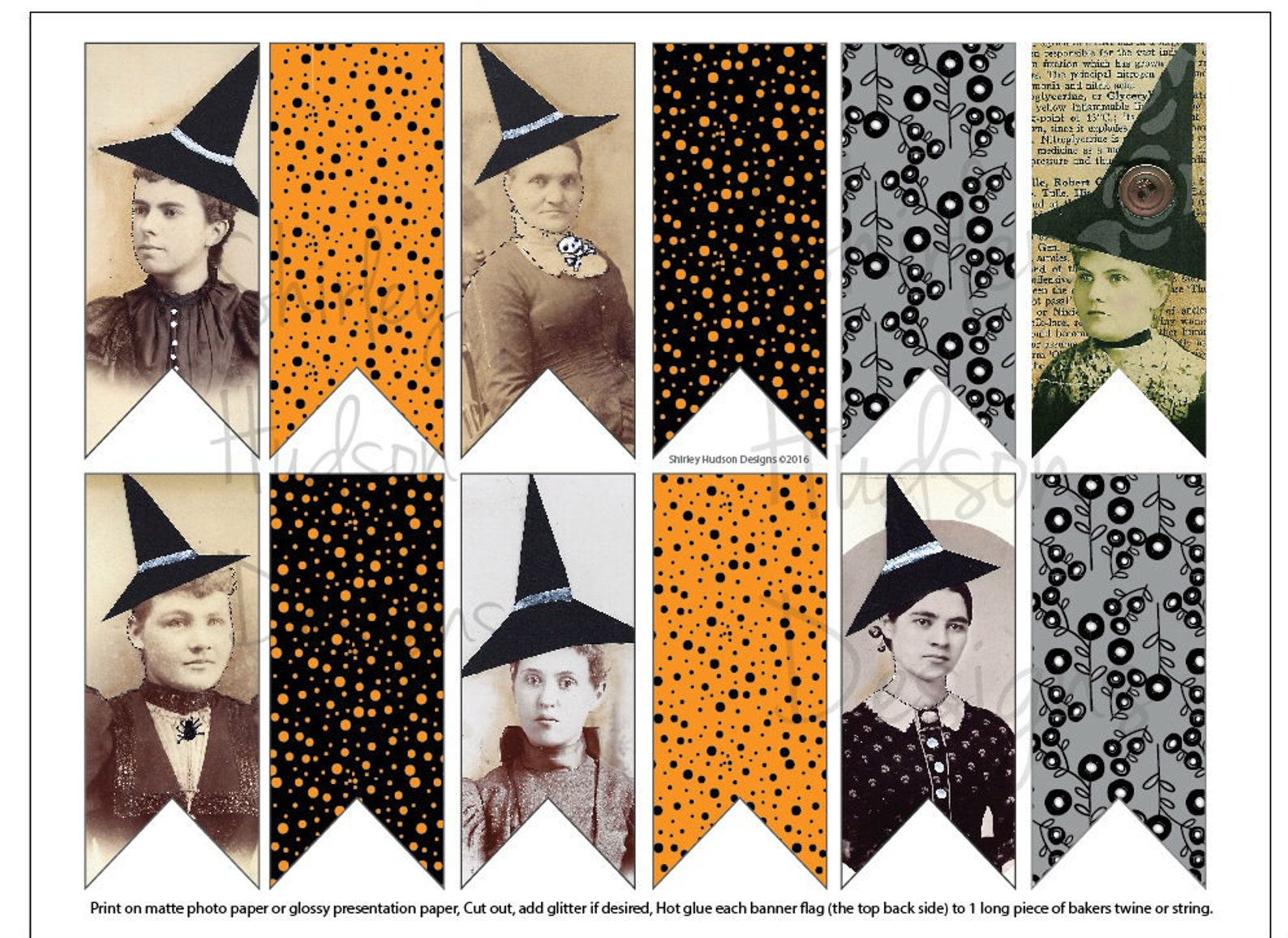 Halloween Witch Banner PDF Printable Digital College Sheet | Etsy