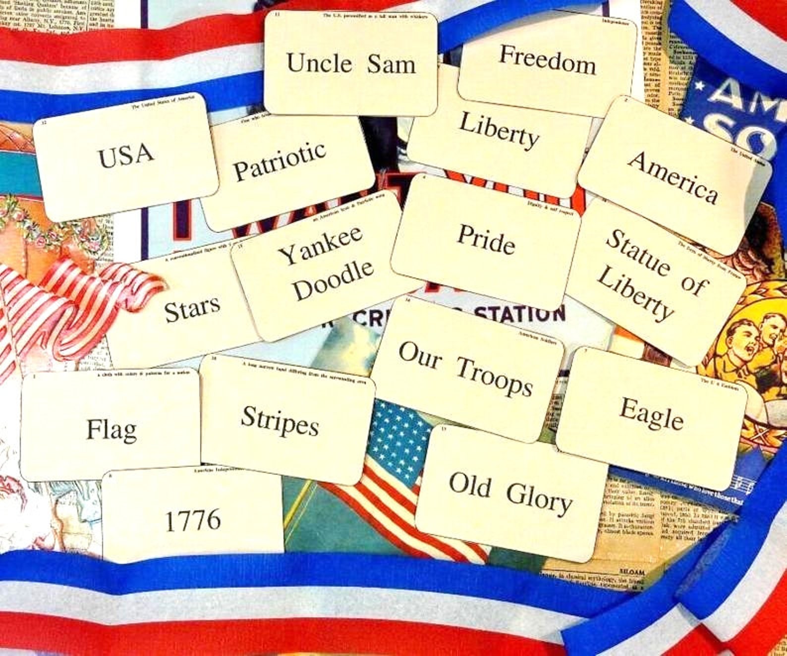 PATRIOTIC FLASH CARDS Pdf Digital Flag America Uprint Old - Etsy