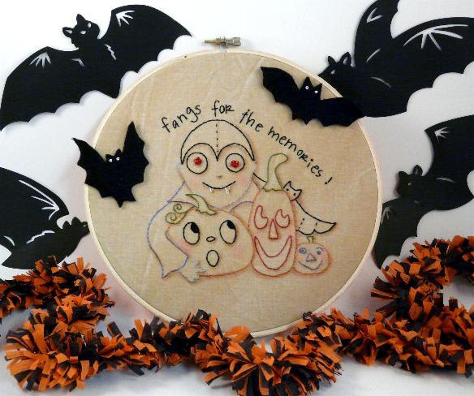 Halloween Vampire Dracula Embroidery Pattern - PDF Fangs for the ...