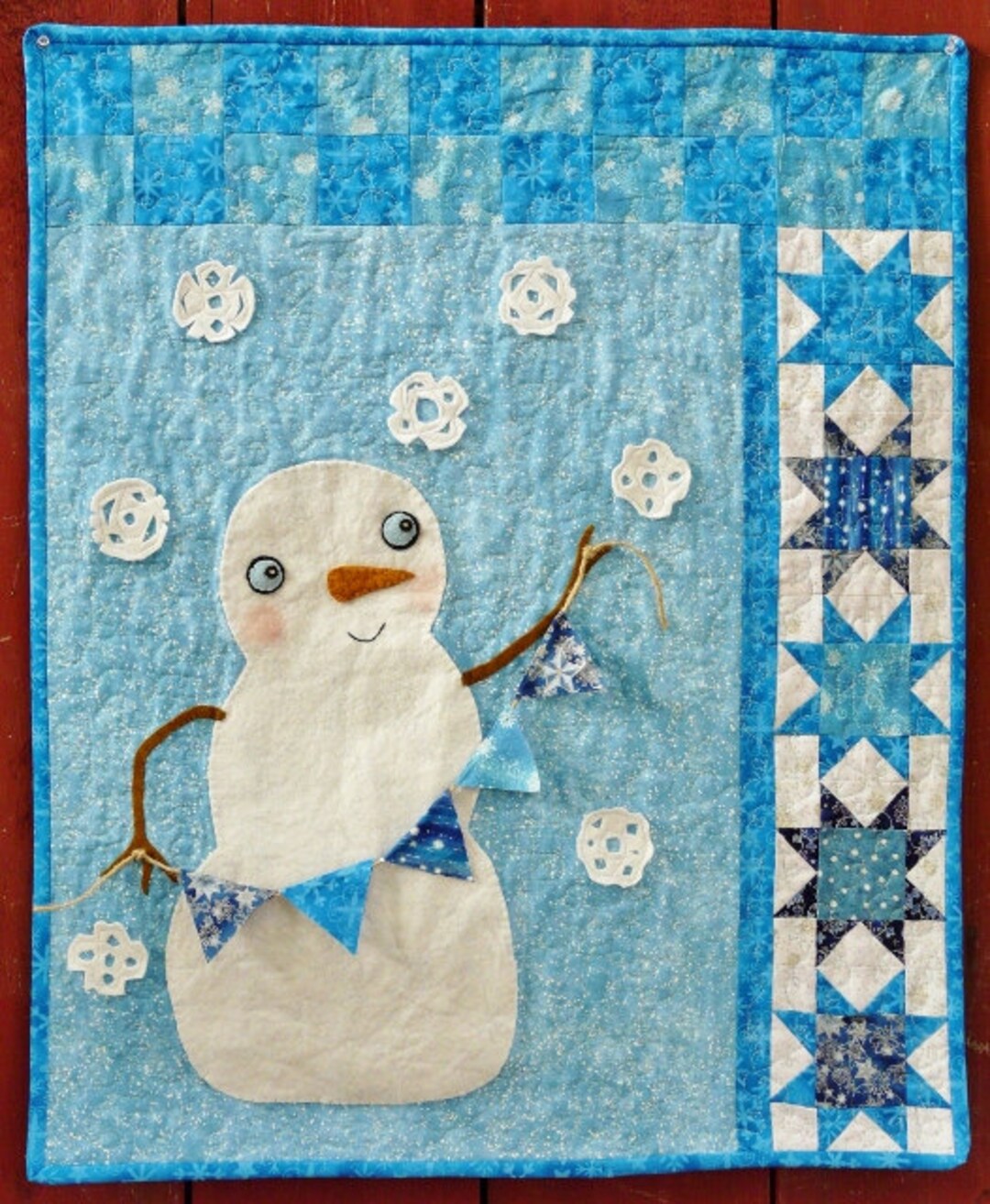 Winter Christmas Snowman QUILT Pattern PDF - Wish Upon a Snowflake ...