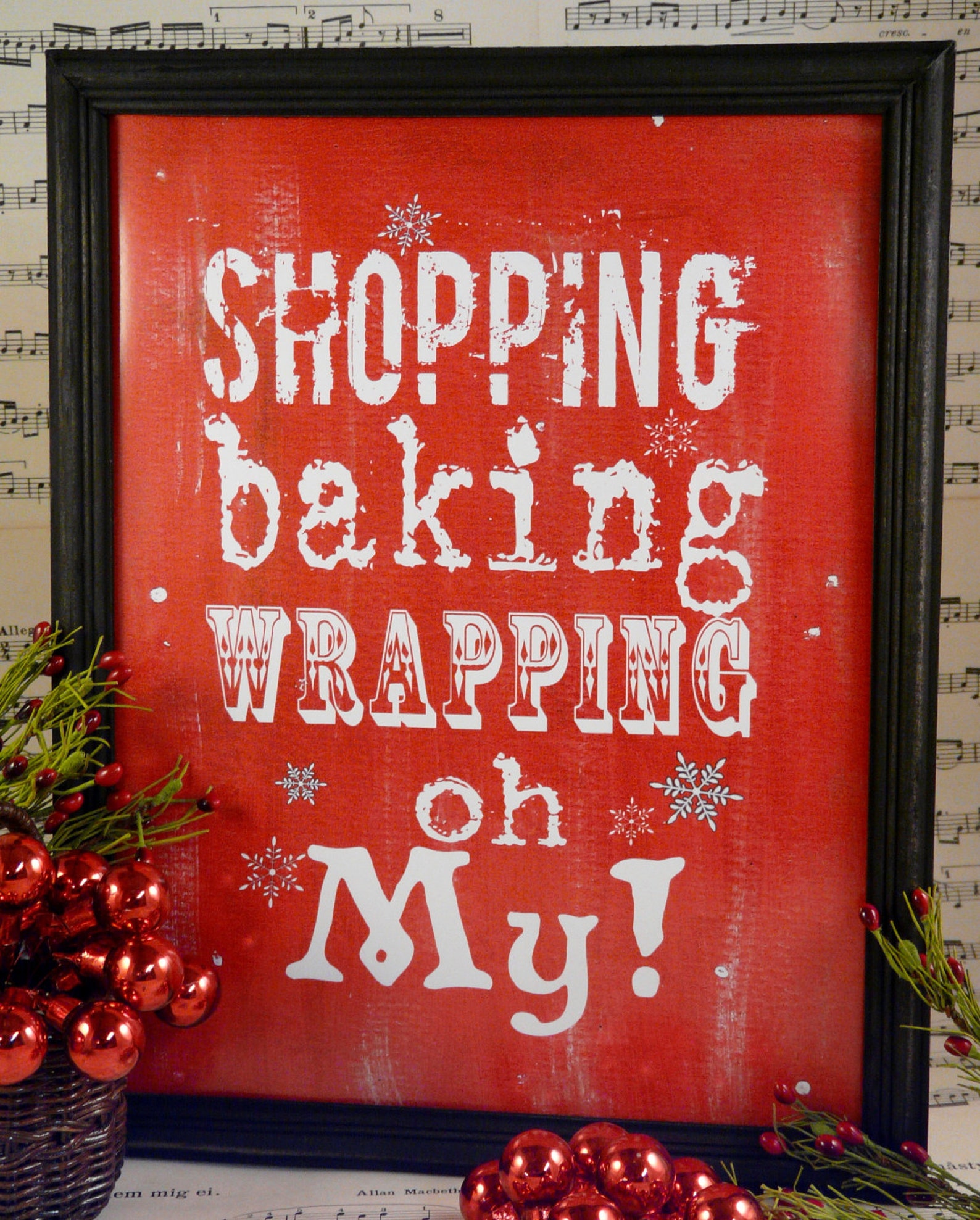 Shopping Baking Wrapping Christmas Sign Digital PDF - Red Oh My Uprint ...