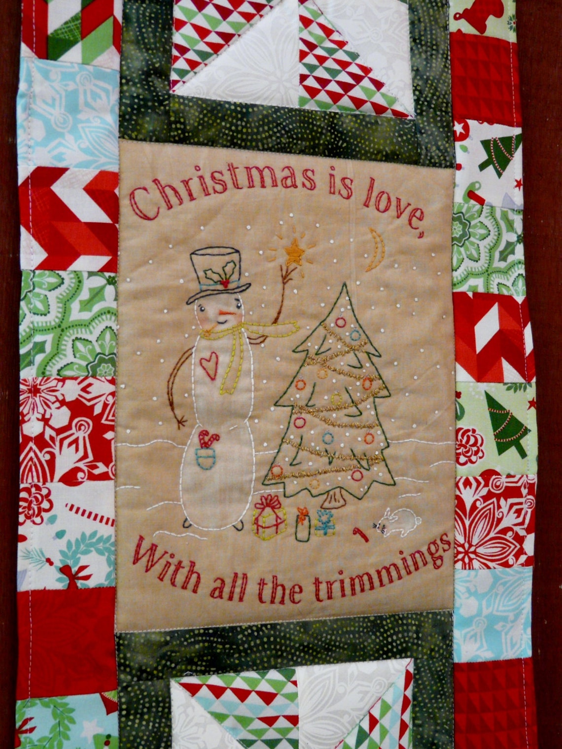 Christmas is LOVE Embroidery Pattern PDF - Quilt Design Snowman Tree ...