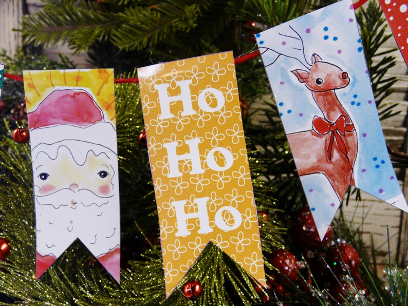 Christmas Santa Banner PDF printable digital college sheet | Etsy