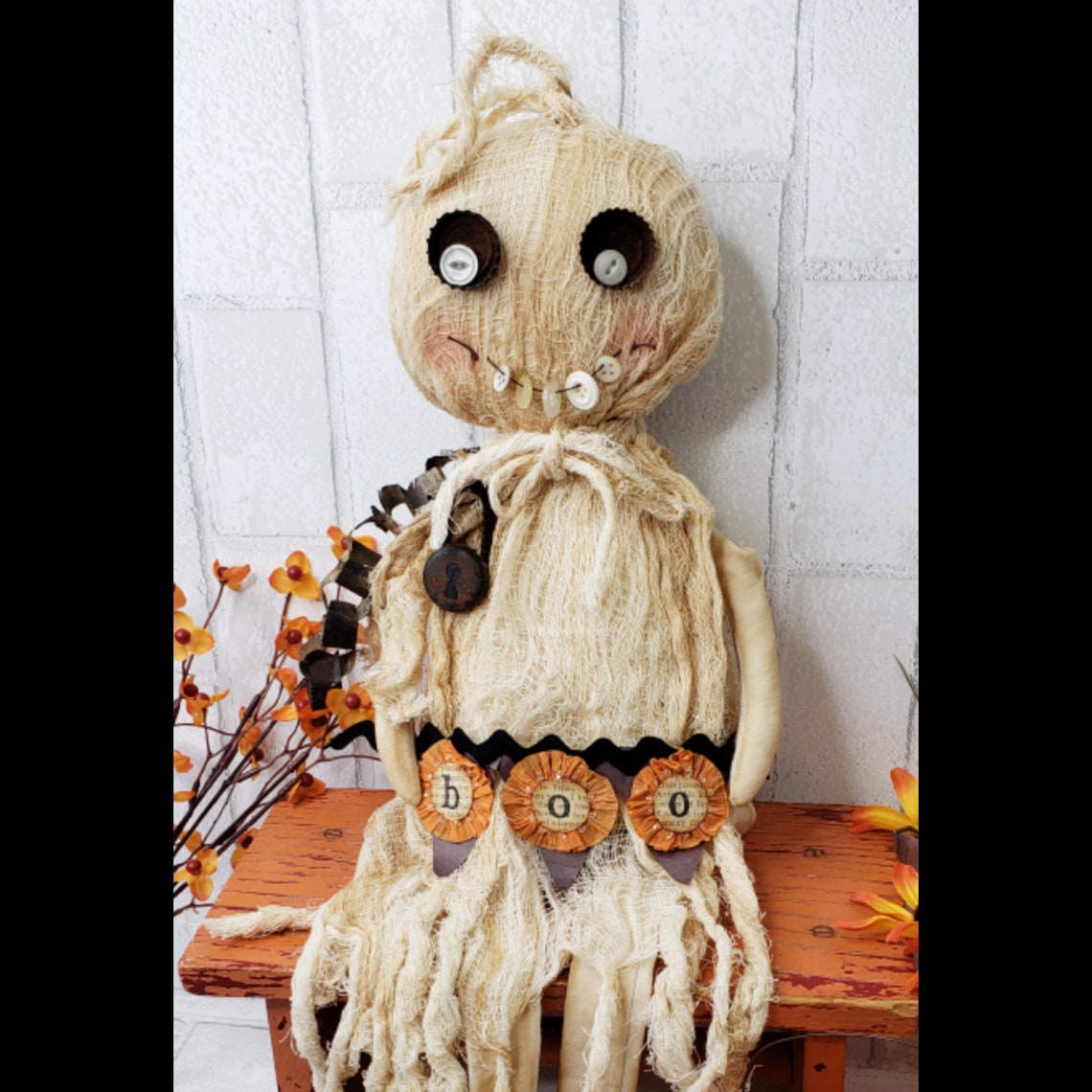Halloween BOO GHOST Doll Pattern PDF Primitive Chains Lock - Etsy