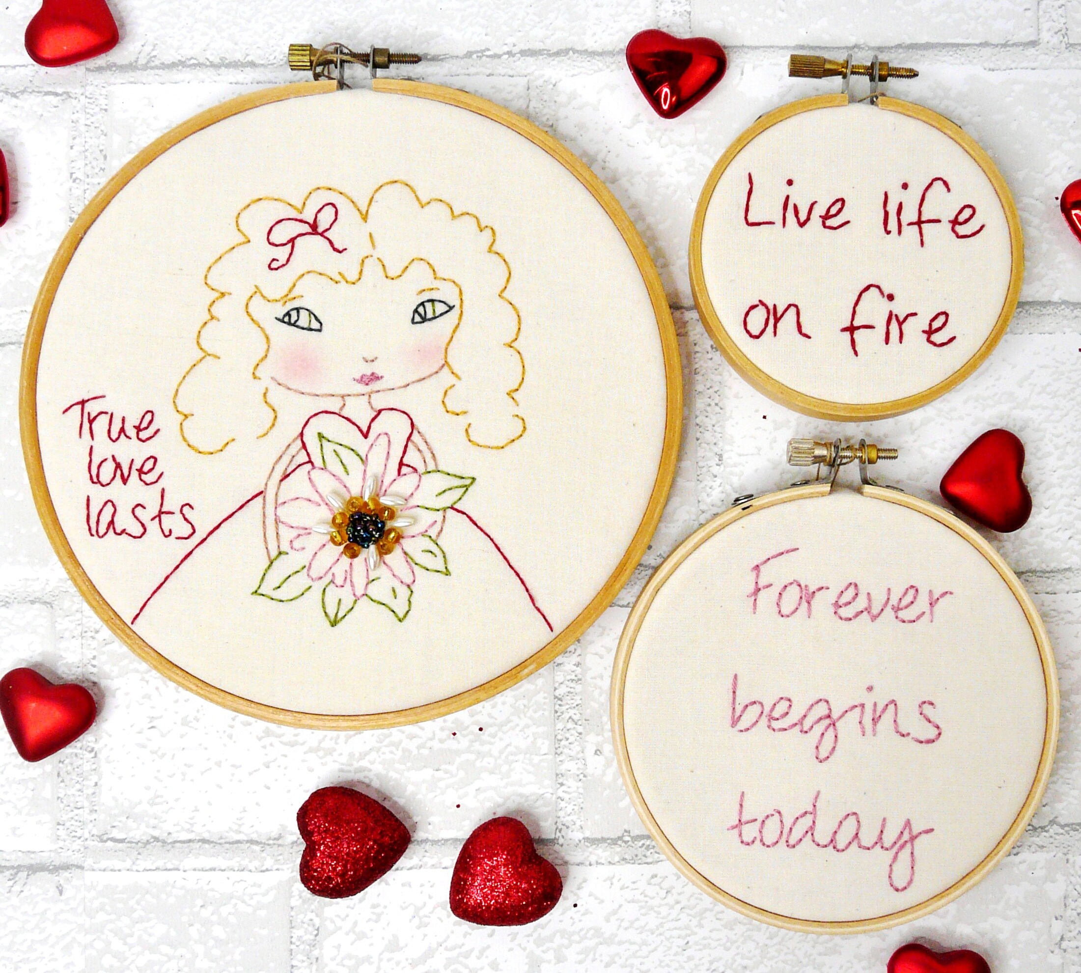 True Love Last Girl Embroidery Pattern PDF - Hoops Stitchery Valentine ...