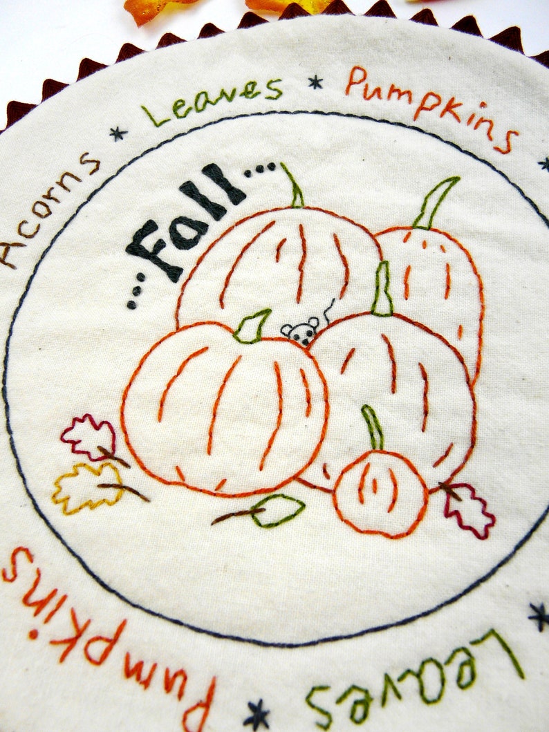 Fall Candle Mat Embroidery Pattern Pdf Bounty Acorn Apple - Etsy