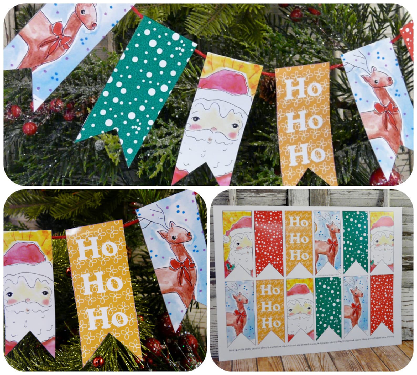 Christmas Santa Banner PDF Printable Digital College Sheet | Etsy