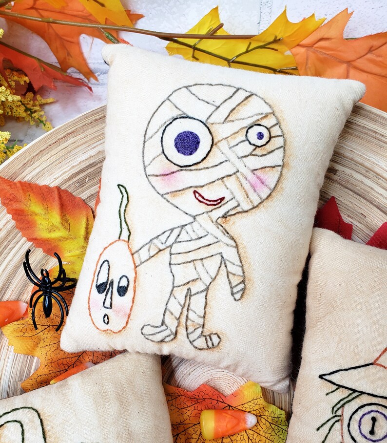 Halloween Monster Mash Stitchery Pattern PDF Primitive Witch - Etsy