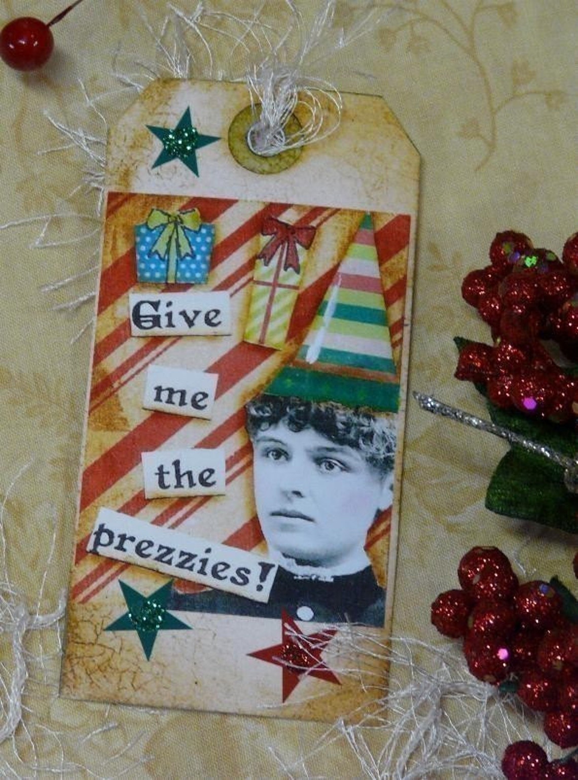 Christmas Santa Lady Tags Collage Paper Sheet PDF Vintage - Etsy