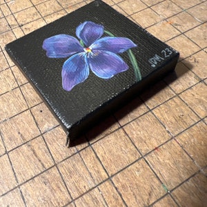 Mini ORIGINAL Art Acrylic Flower Painting on Wood Botanical - Etsy