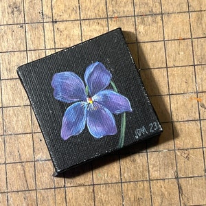 Mini ORIGINAL Art Acrylic Flower Painting on Wood Botanical - Etsy
