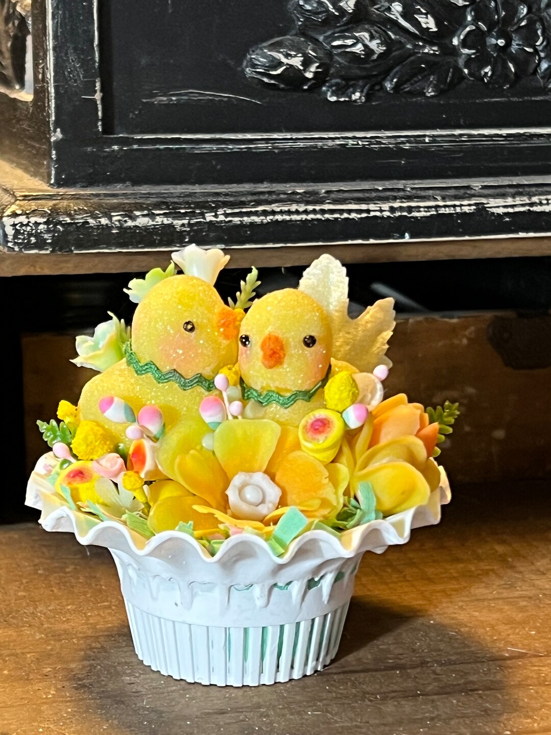 Vintage EASTER Anthropomorphic, RETRO Easter, Kitsch, Green, Millinery ...