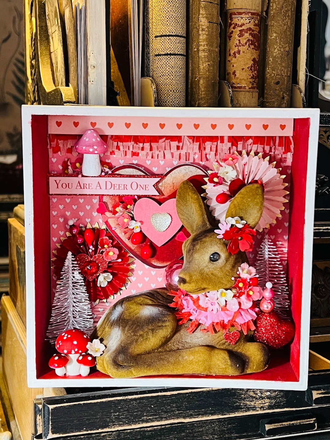 VALENTINE Decor, Vintage Valentine, RETRO Valentine Shadow Box, Kitsch ...