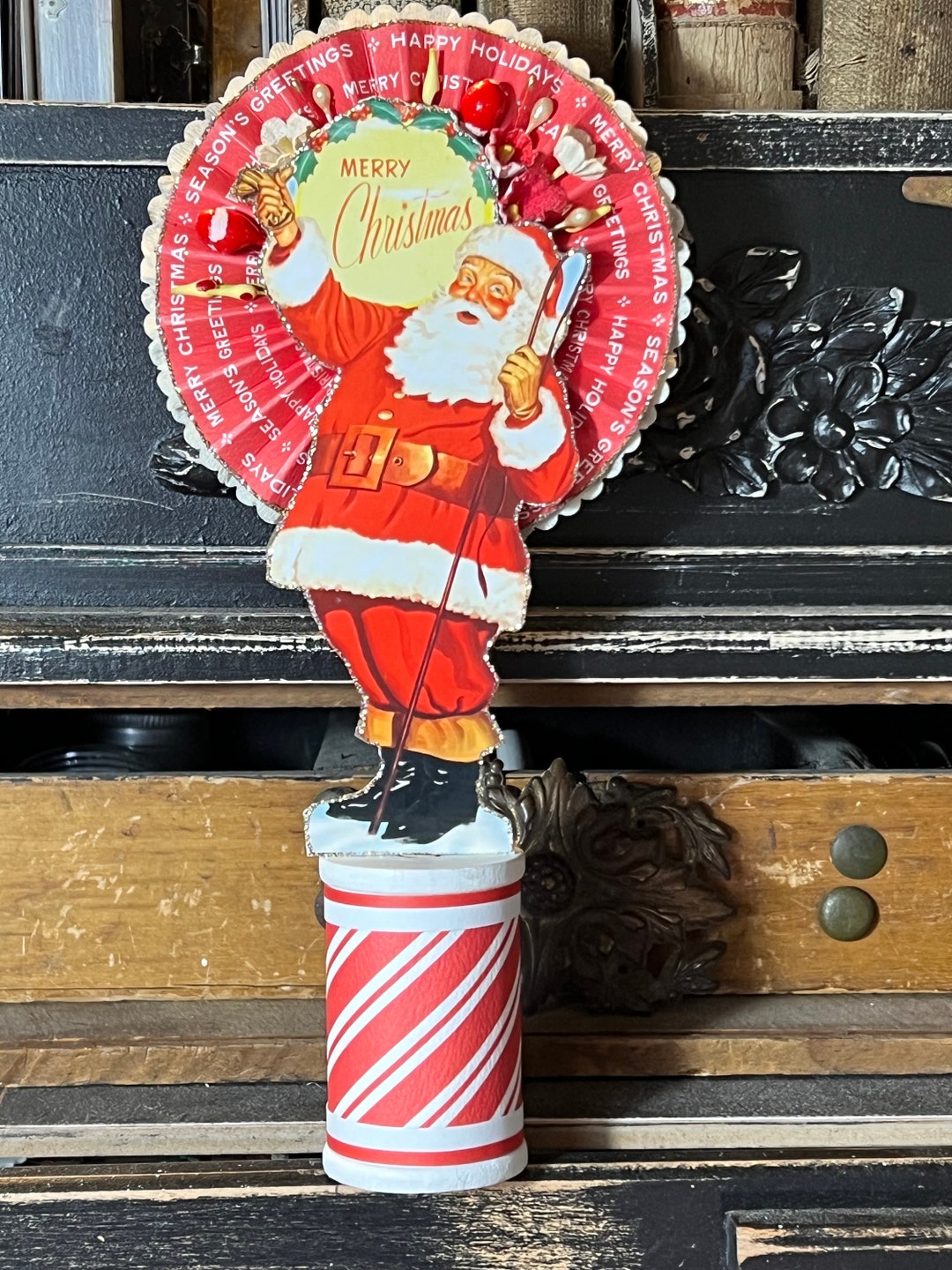 Vintage Christmas, HANDMADE Holiday Spool, Vintage Christmas Decor ...