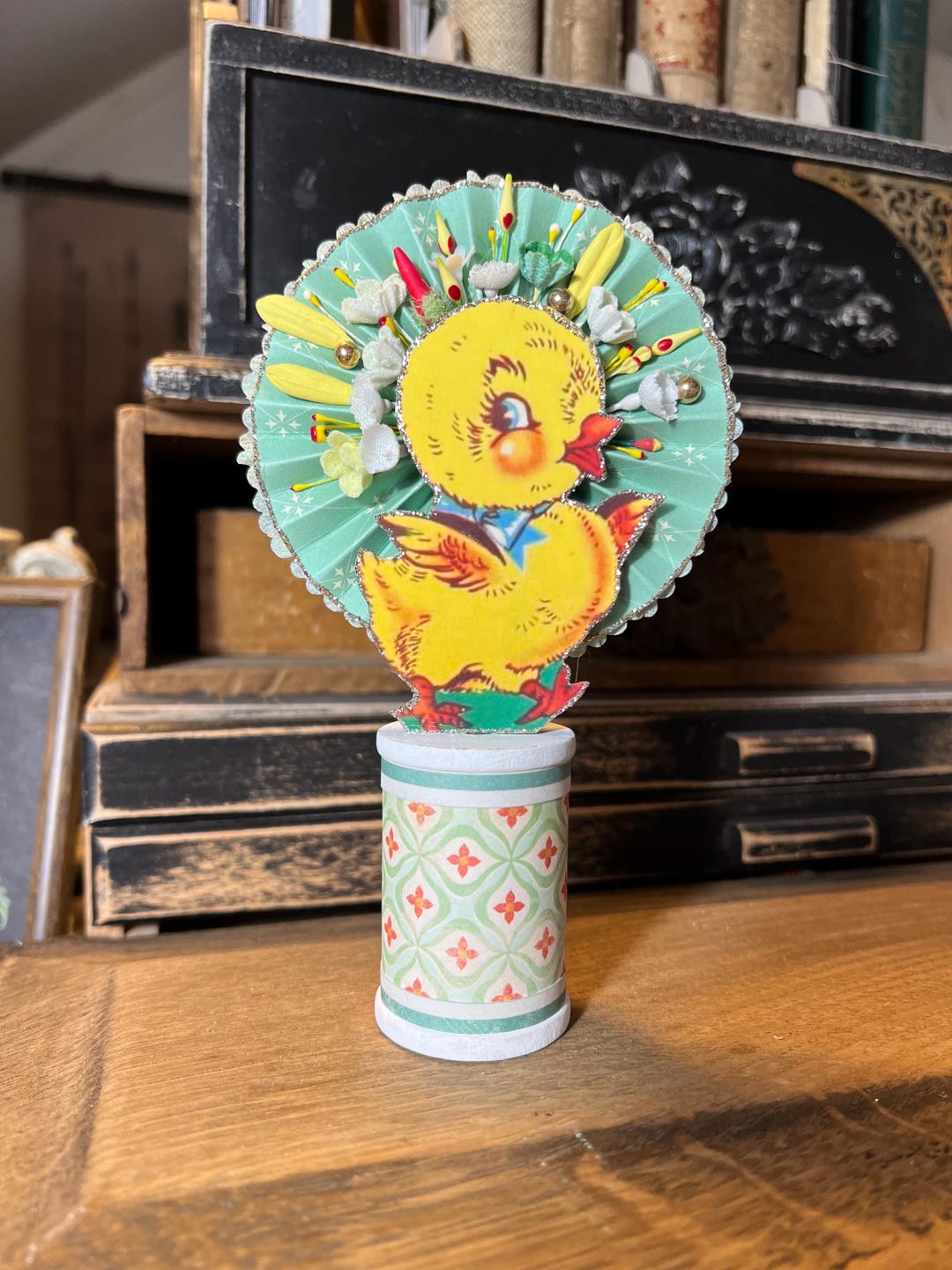 Handmade Retro Easter Chick Spool Decoration: Vintage Spring Decor - Etsy