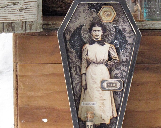 Vintage Inspired Halloween Coffin Shadow Box With Mini Potion Bottle - Etsy